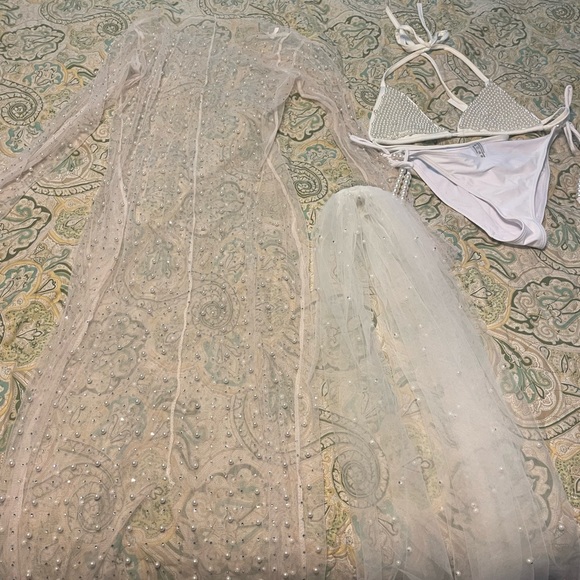 Amazon | Swim | Pearl Cover Up Bathing Suit Top And Bottom And Pearl ...